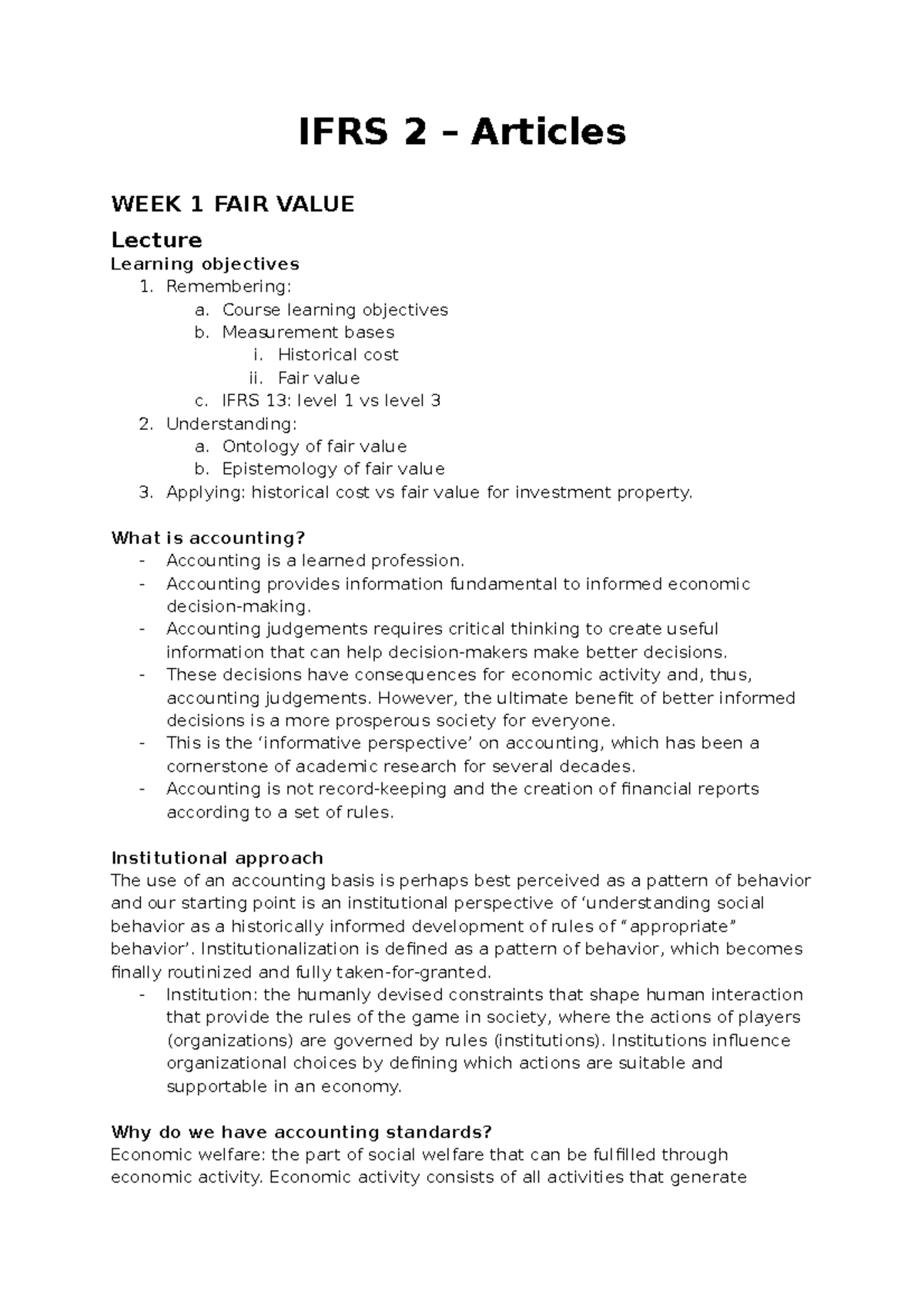 IFRS 2 Summary: Key Insights from Weeks 1-6 Lectures & Notes - Studeersnel