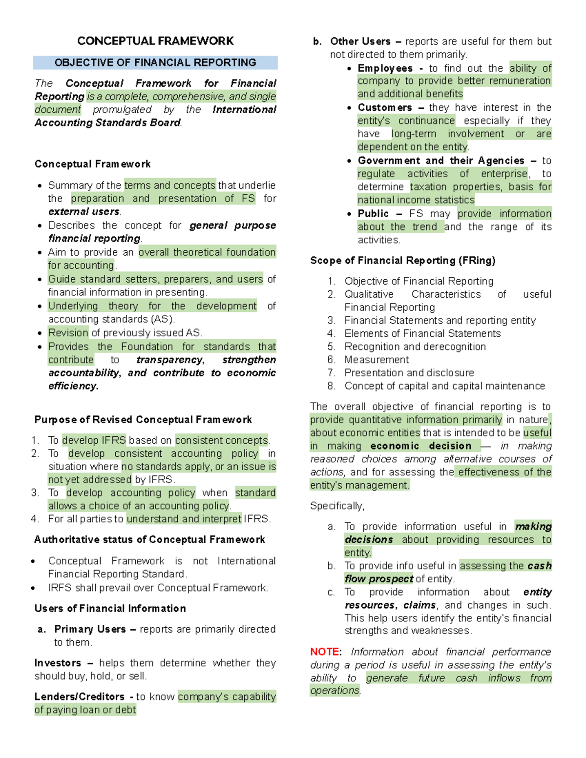 CFAS Midterm Reviewer: Conceptual Framework & Accounting Standards - Studocu
