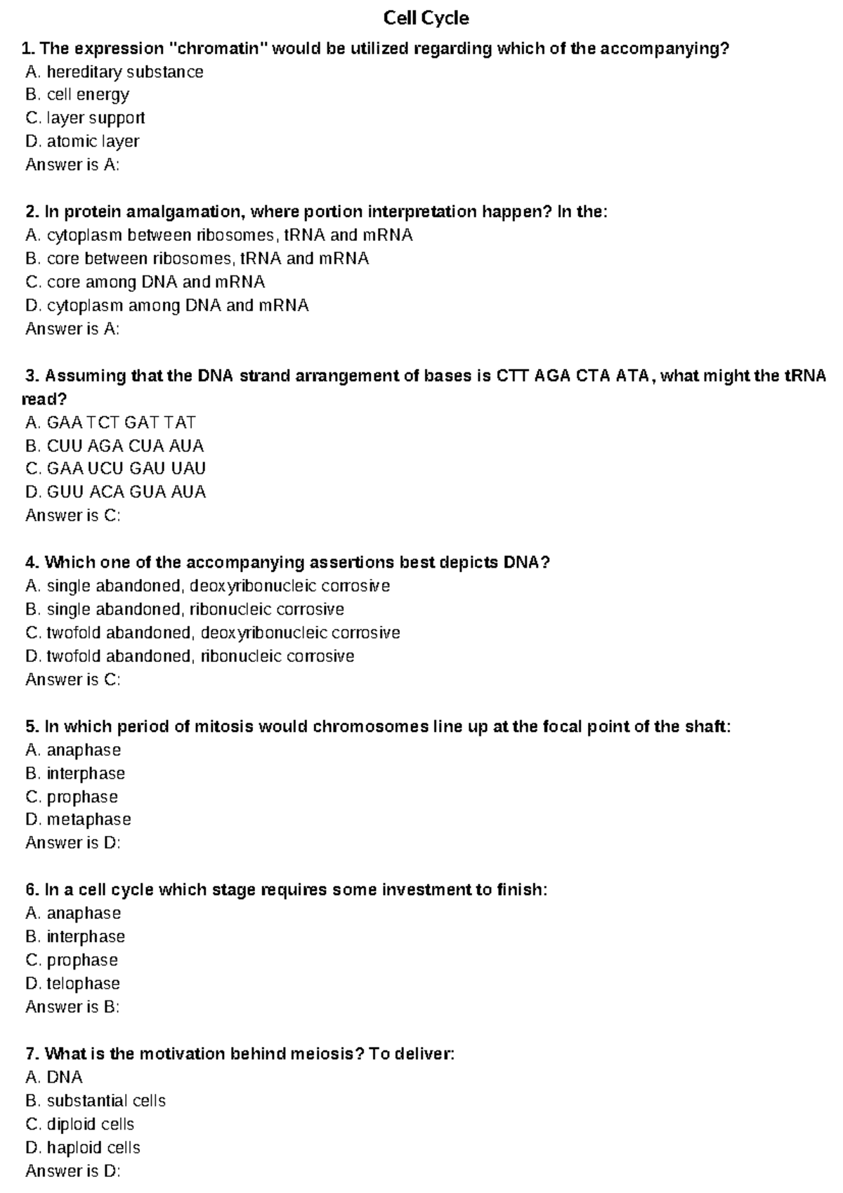 Cell Cycle - This are my practice quizzes for Anatomy and Physiology ...
