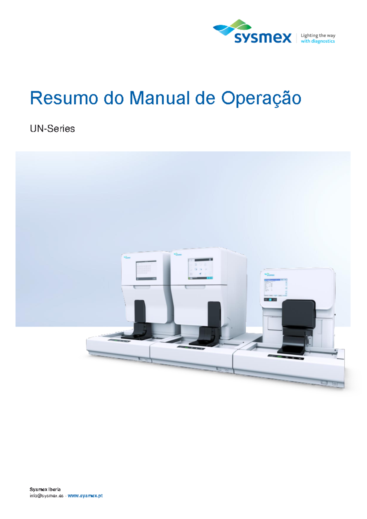 Resumo do Manual de Operação: Equipamentos UN-Series Sysmex - Studocu