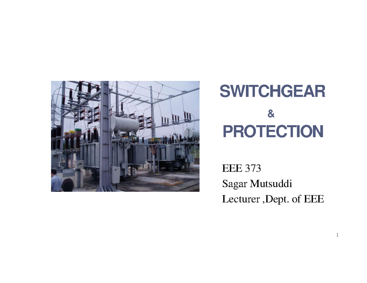 SG&P - Switchgear Protection Overview and Key Devices - Studocu