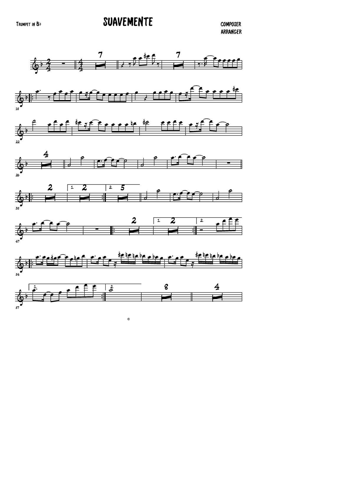 Suavemente - Bb Trumpet Sheet Music Arrangement - Studocu