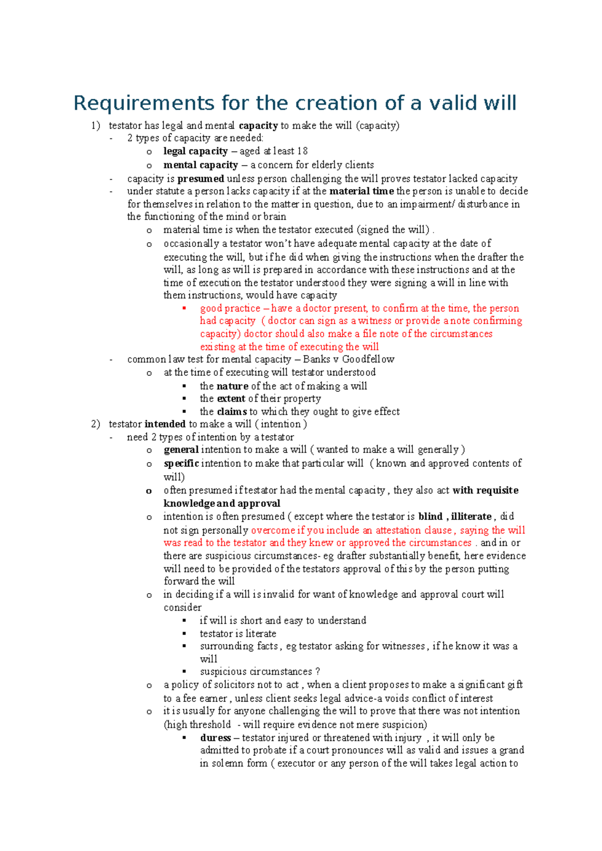 Wills Summary and Reading: Key Requirements and Legal Considerations ...