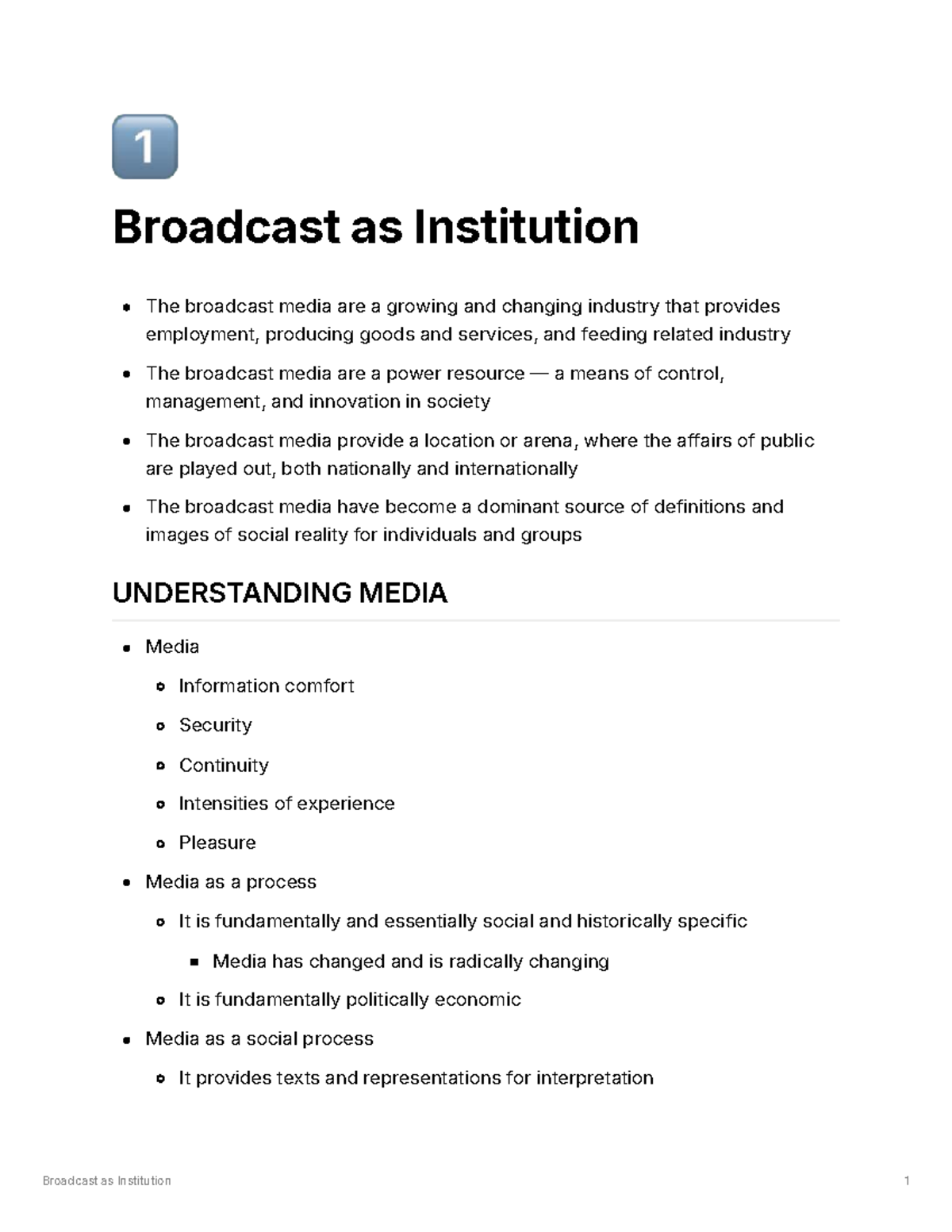 Broadcast as Institution: The Evolution of Media and Society - Studocu