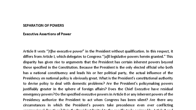 Executive Power and Limits: Analyzing Youngstown Sheet Tube Co. v ...