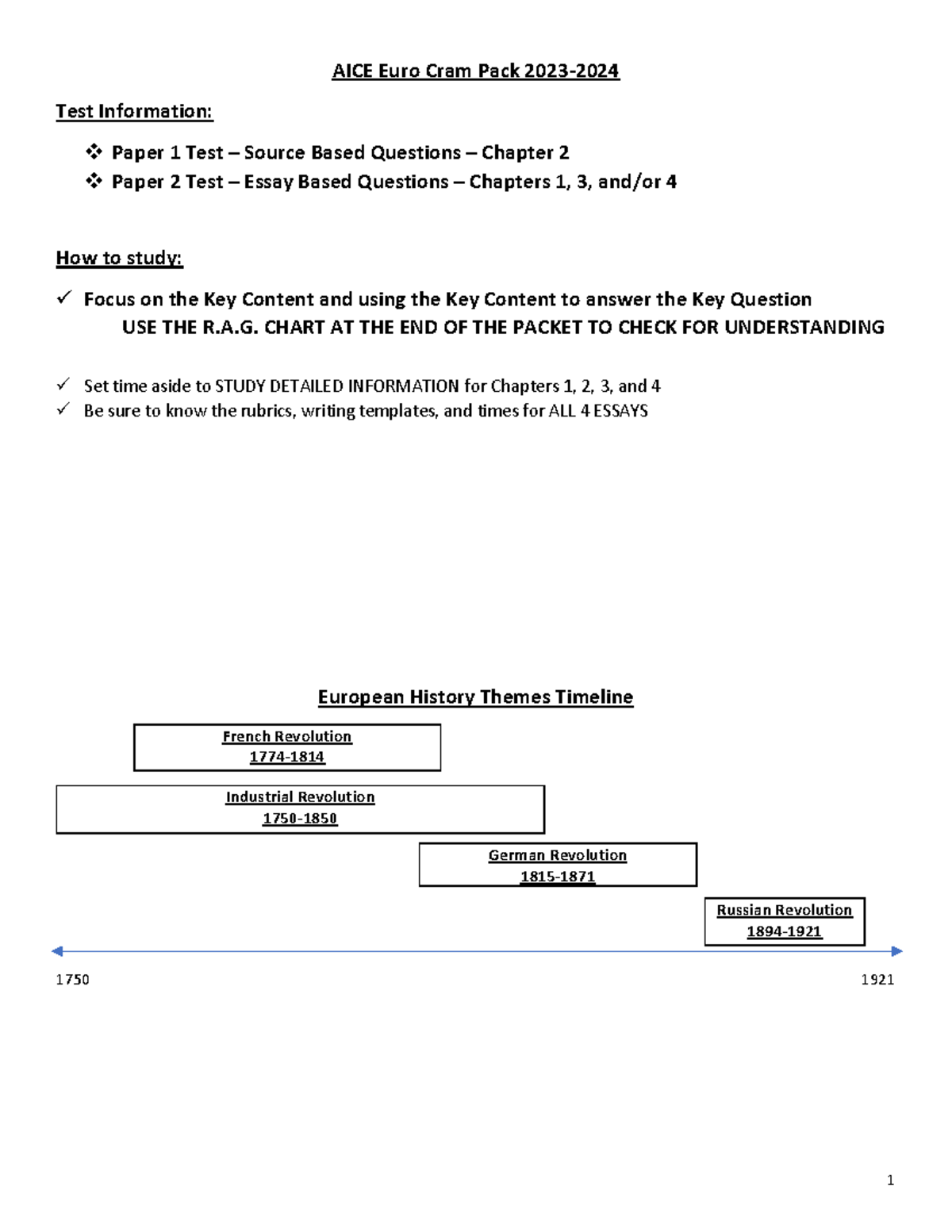 AICE Euro Cram Pack 2023-2024: Nationalism & Unification in Germany ...