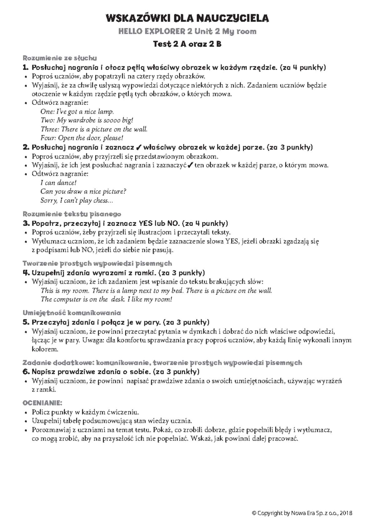 Hello Explorer 2: Test 2 A i B Wskazówki do Rozumienia Obrazków - Studocu