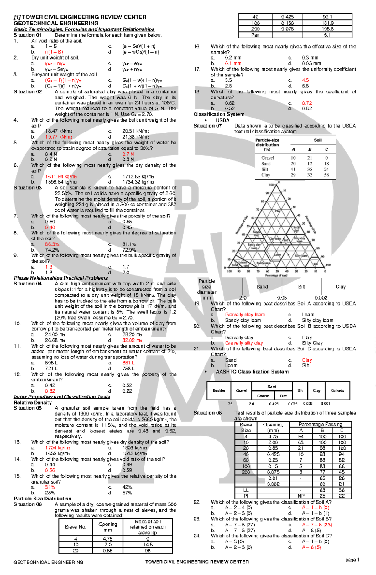 Geotechnical Engineering Review: Key Formulas & Problems (NOV 2020) - Studocu