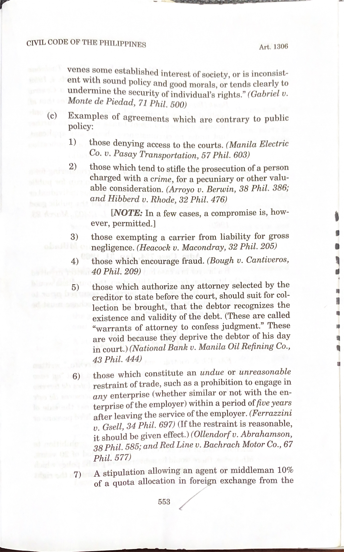 553 Law Lecture Notes: Public Policy and Agreement Examples - Studocu