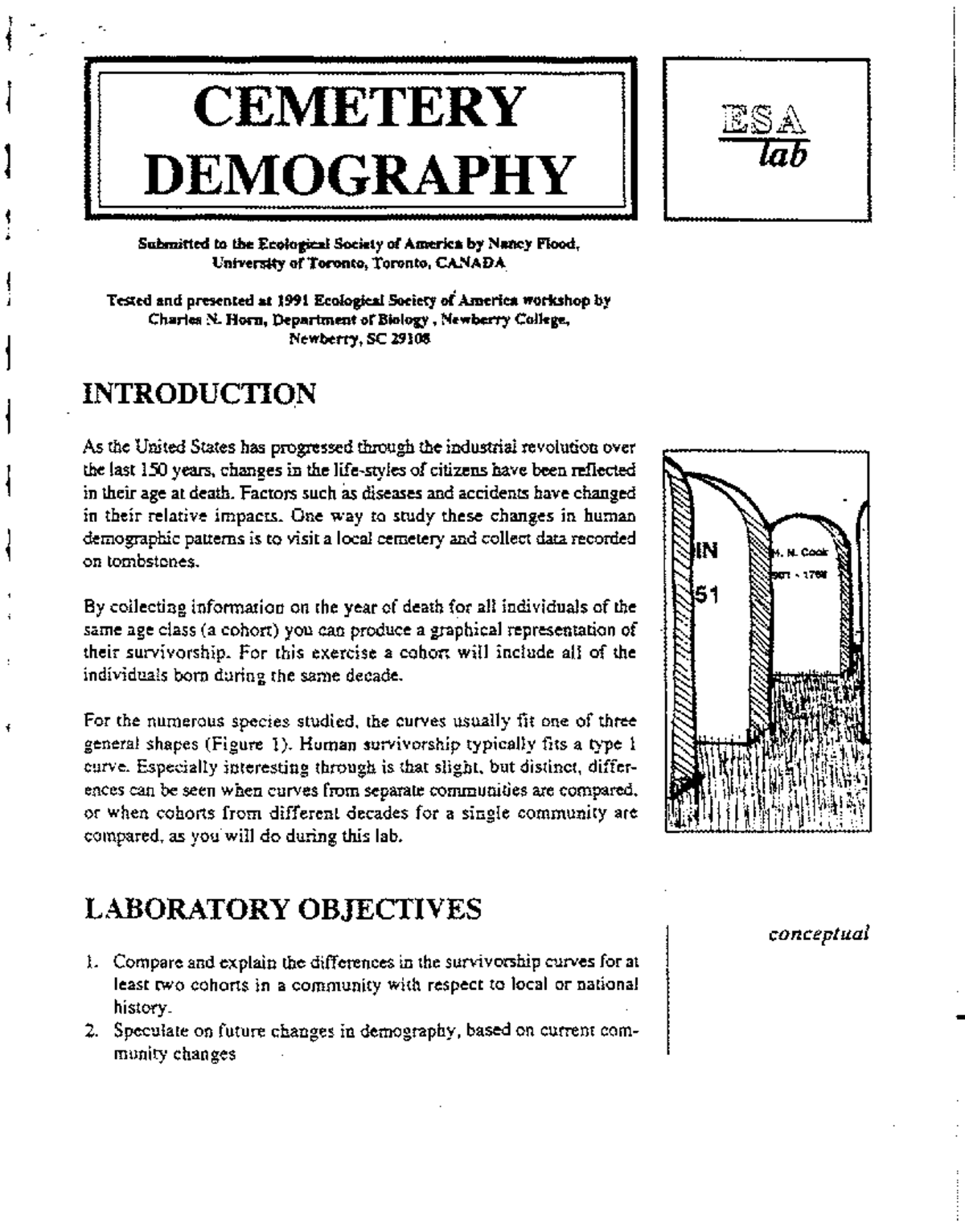 Cemetery Demography - CEMETERY ESA lab DEMOGRAPHY Submitted to the ...