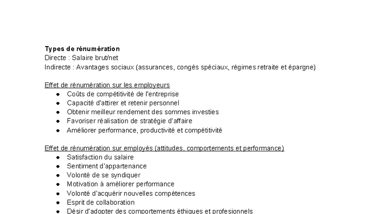ADM 2737 - Chapitre 8 : Types de Rénumération et Équité en RH - Studocu
