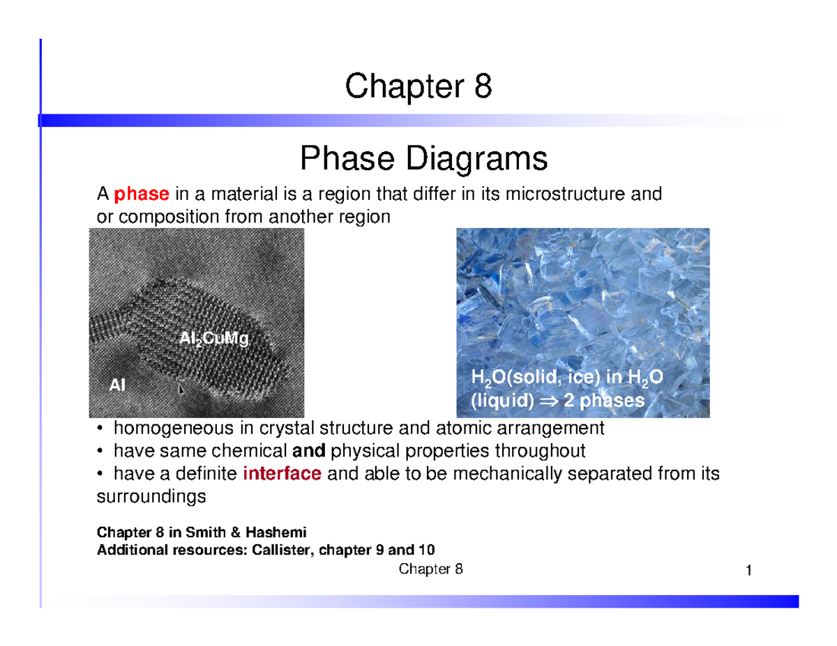Chapter 8 Phase Diagrams: Key Concepts and Applications - Studocu