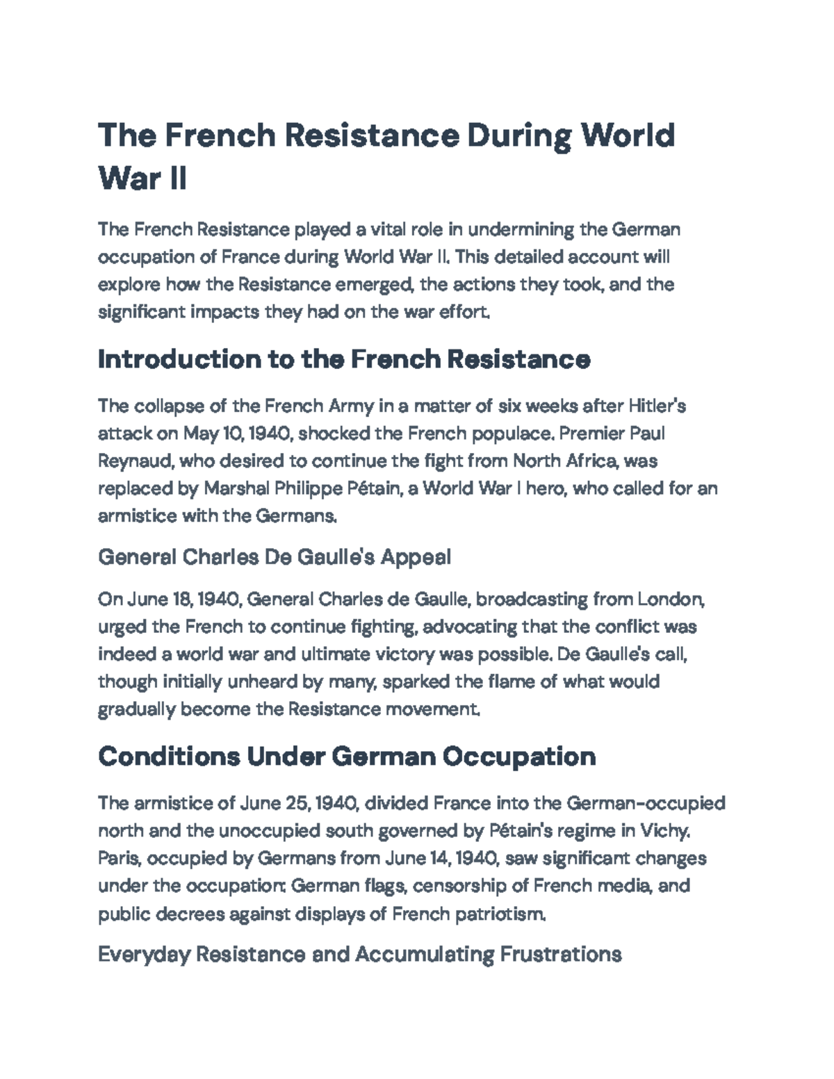 The French Resistance in WWII: Key Actions and Impacts - The French ...