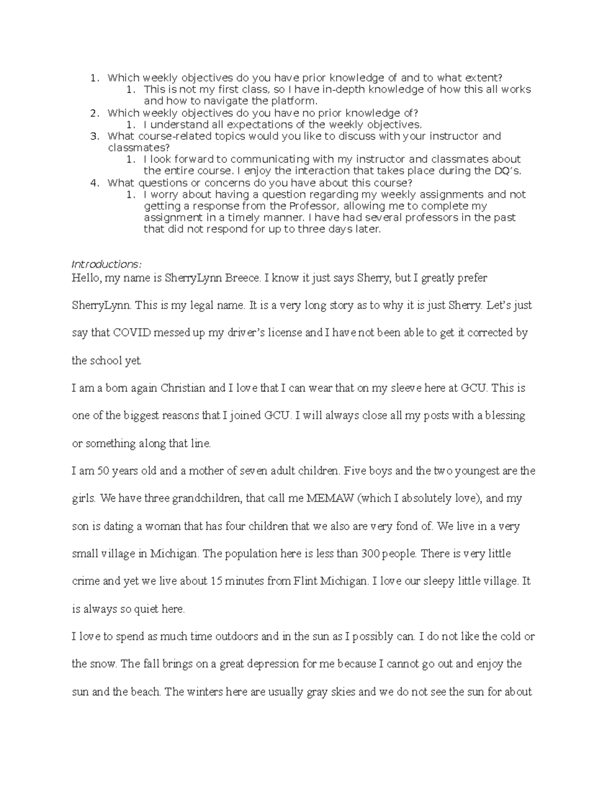 ESL-440N-Topic 1 Discussion Questions by Sherry Lynn Breece - Studocu