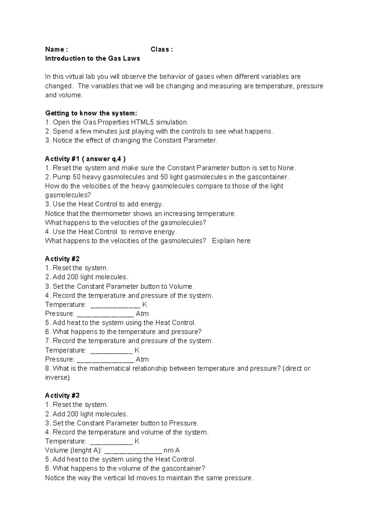 Gas Laws: Virtual Lab Activities for Understanding Temperature ...