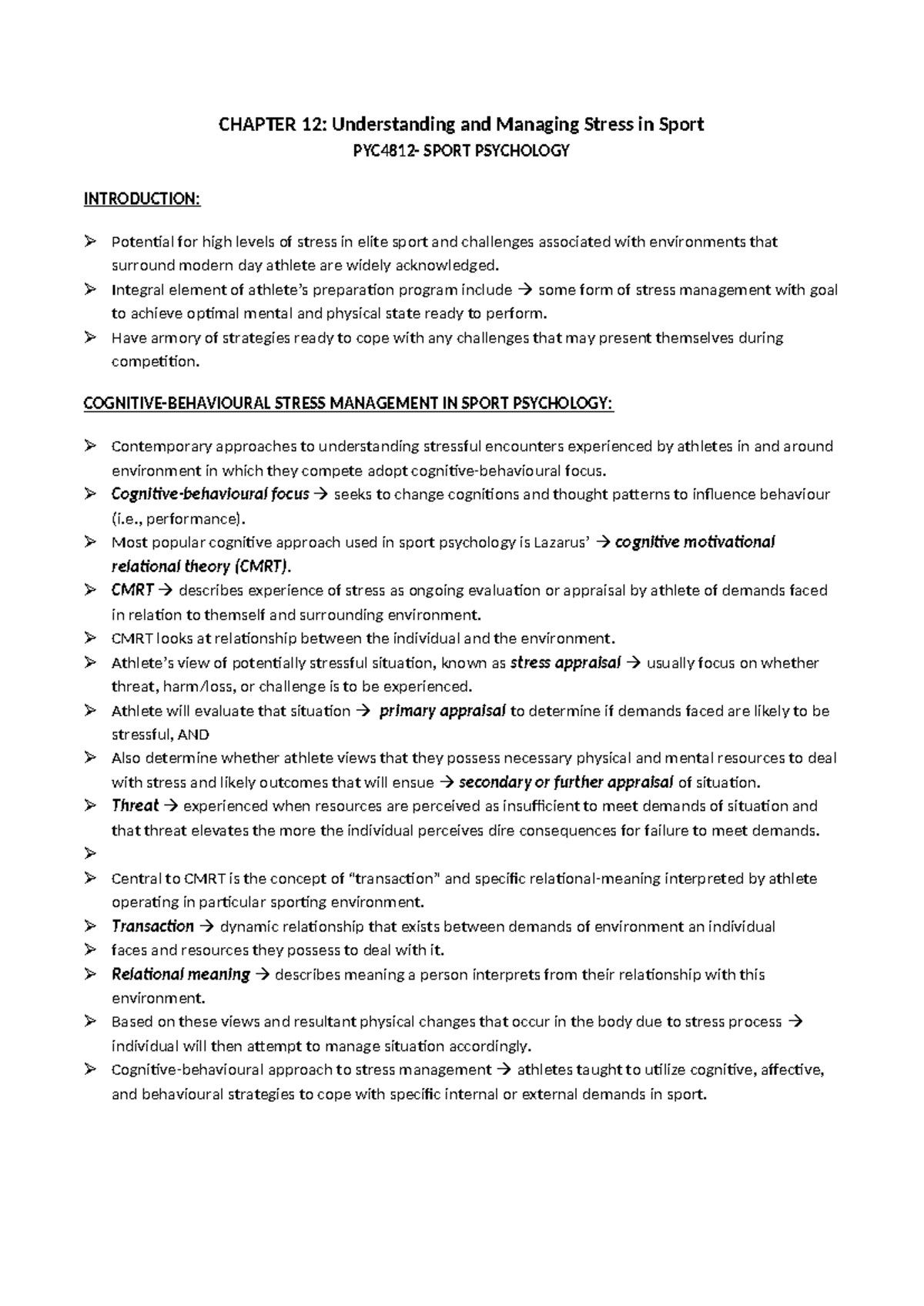 Chapter 12 - Summary Applied Sport Psychology - CHAPTER 12 ...