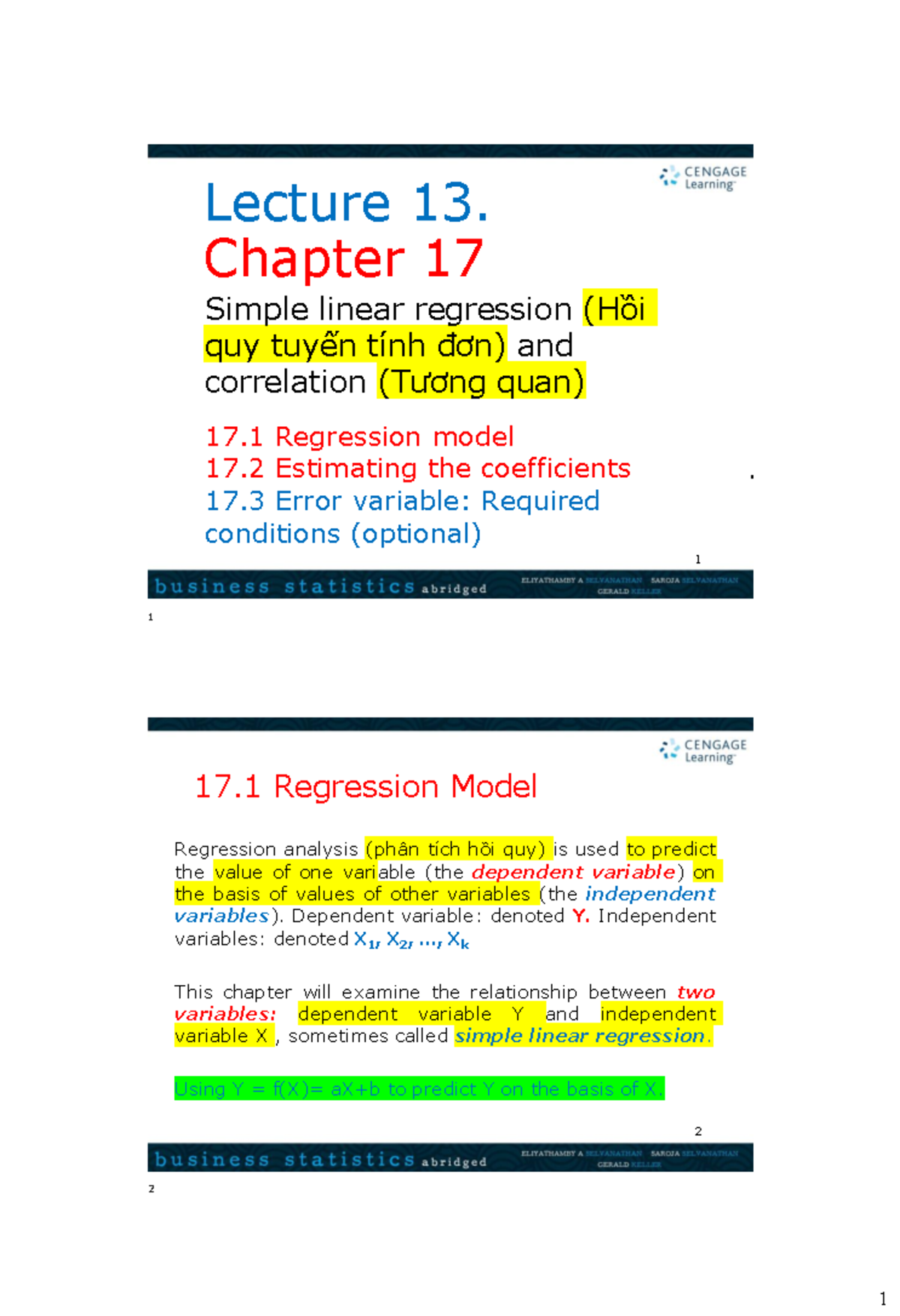 Lecture 13: Simple Linear Regression & Correlation (Hồi quy tuyến tính ...