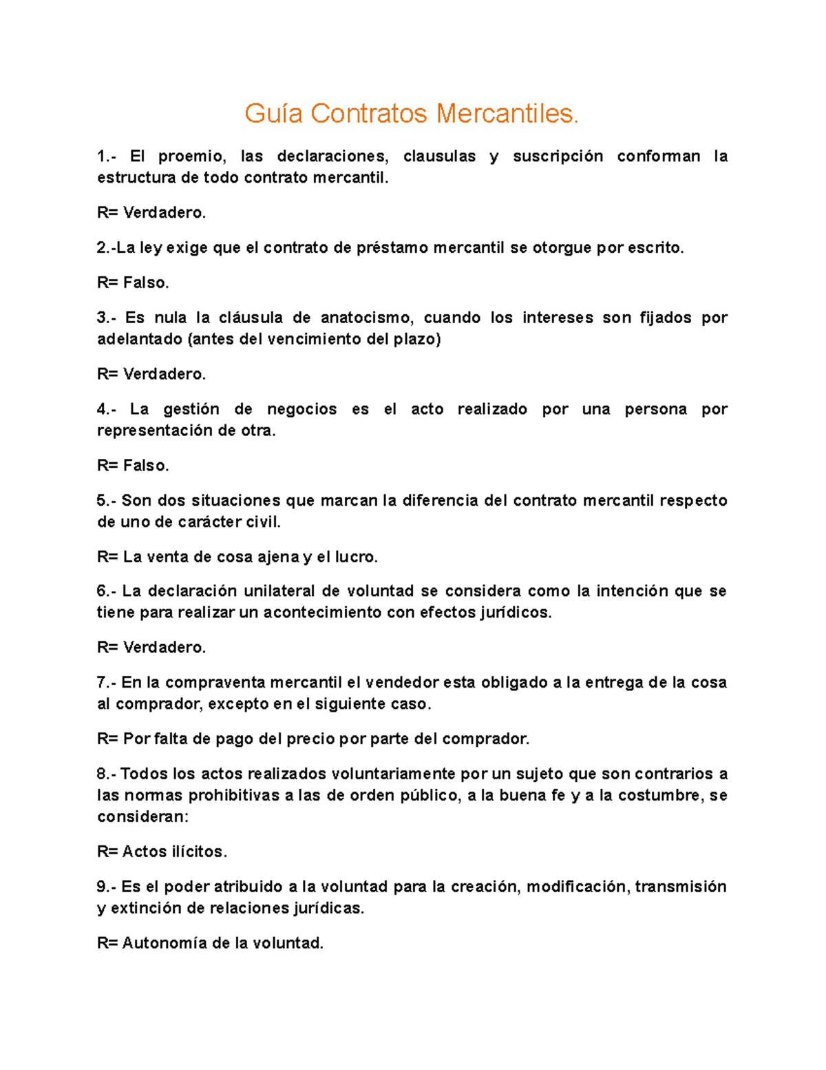 Guía de Contratos Mercantiles: Análisis y Respuestas Clave - Studocu
