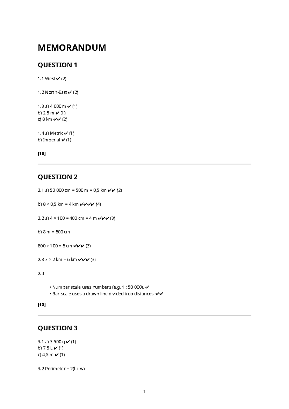 Mathematics Quiz Memorandum - Studocu