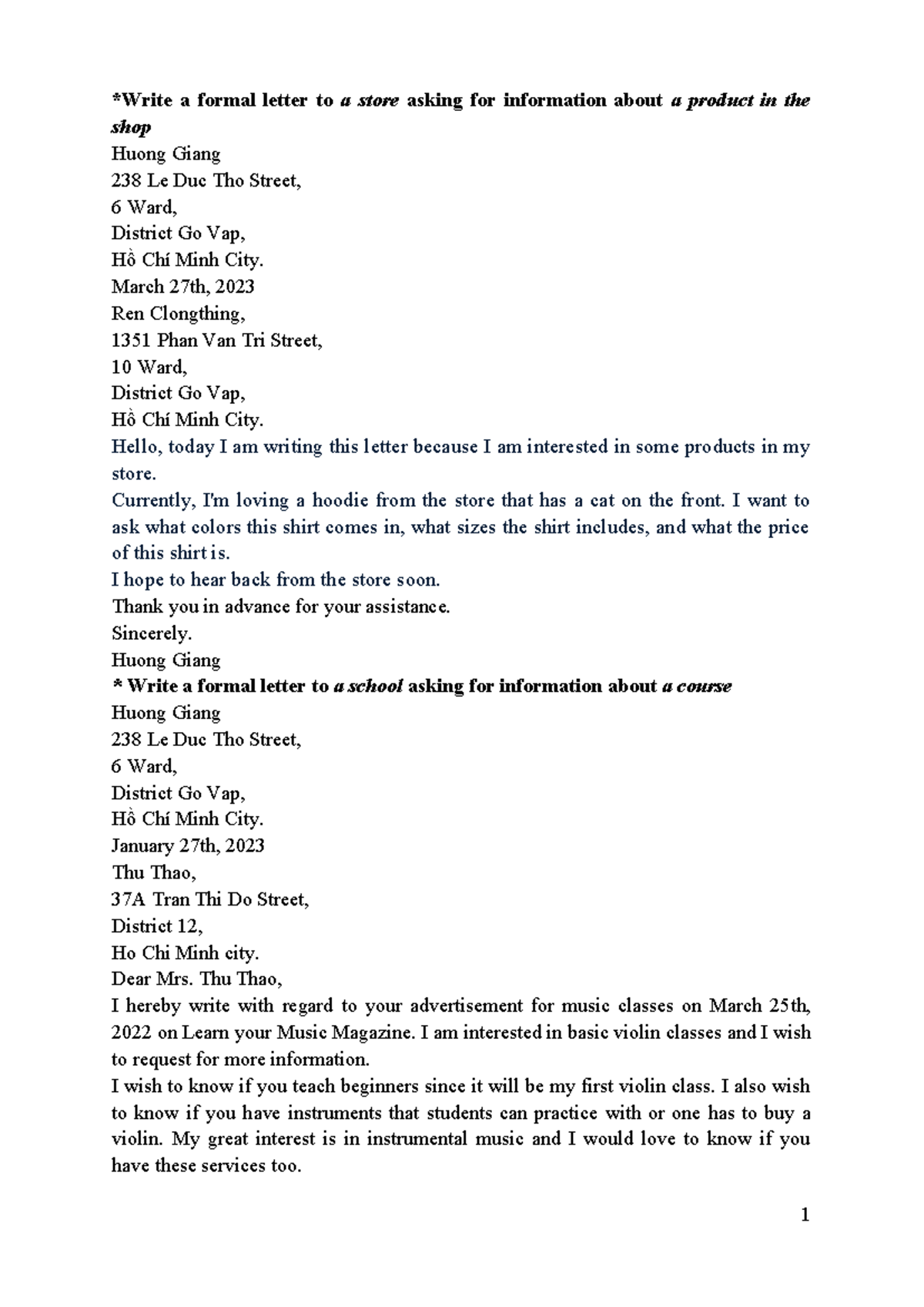Formal Letter Writing E2: Inquiries on Products, Courses & Reservations ...