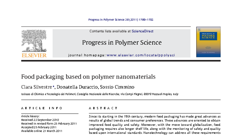 Food Packaging Innovations Using Polymer Nanomaterials (POLY 101) - Studocu