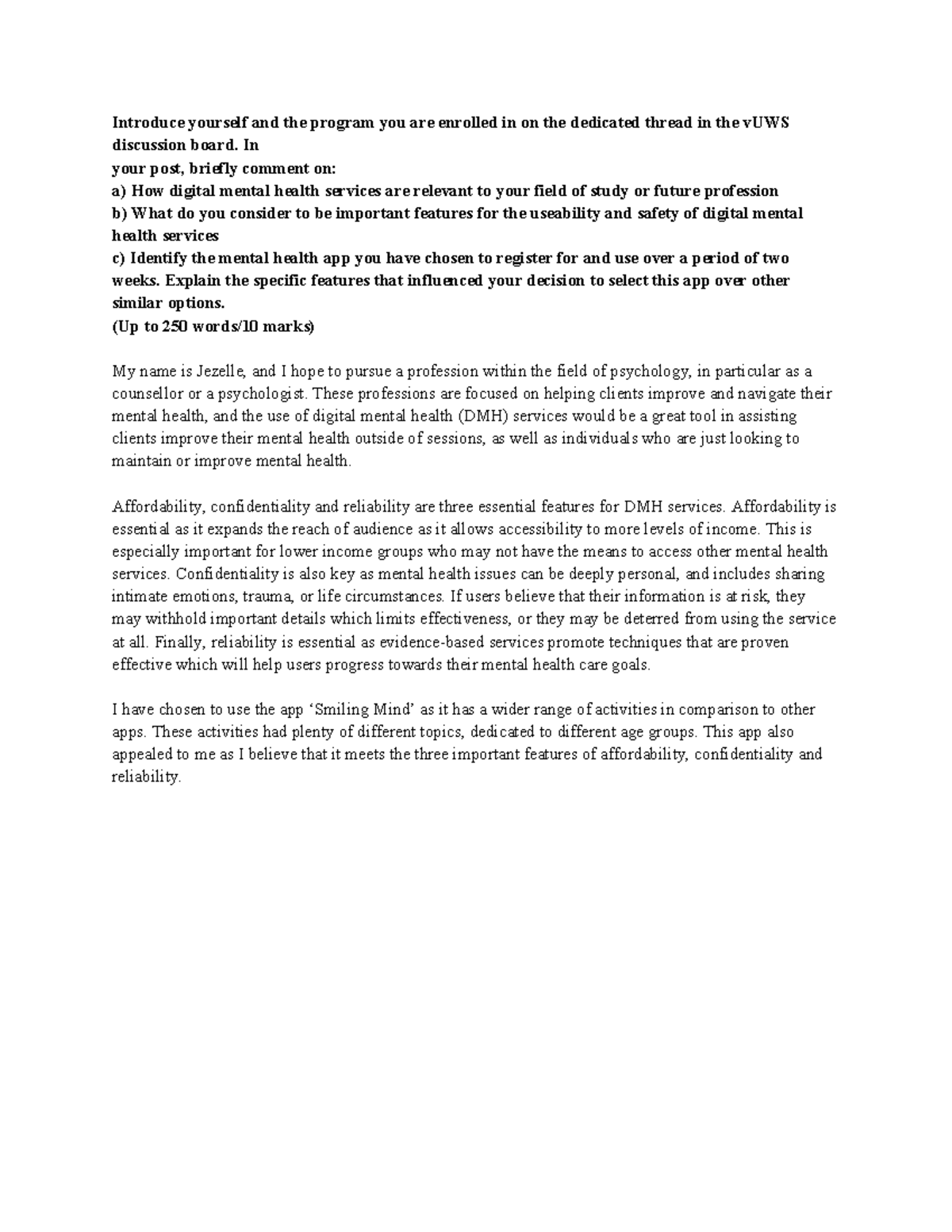 BEHV2020 Discussion Board Post: Digital Mental Health Insights - Studocu