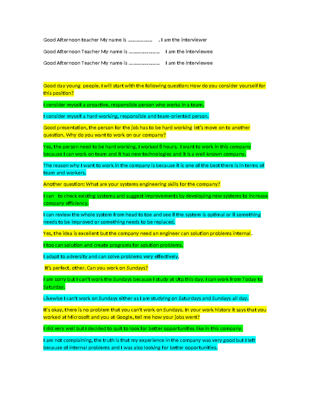 Ingles (4) Final Interview Transcript and Reflections - Studocu