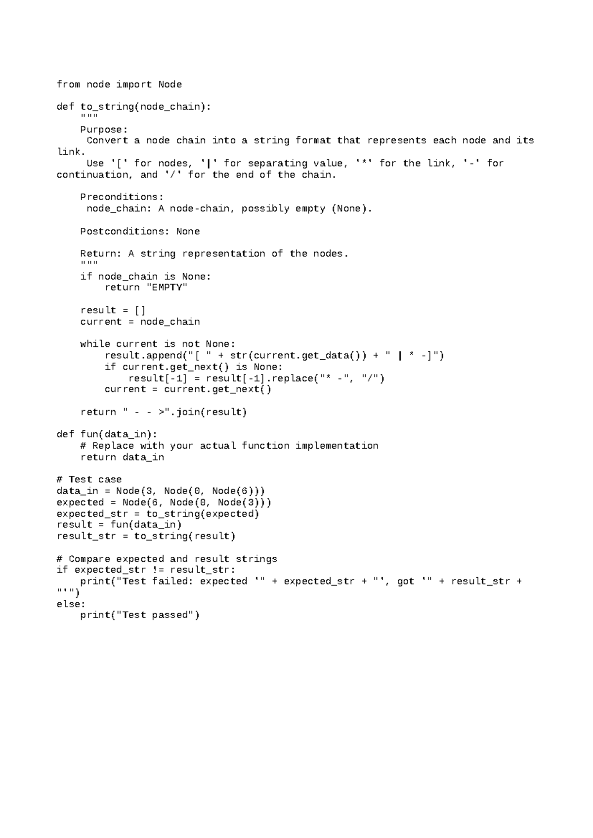 A4q3 - Node Chain to String Conversion in Python - Studocu