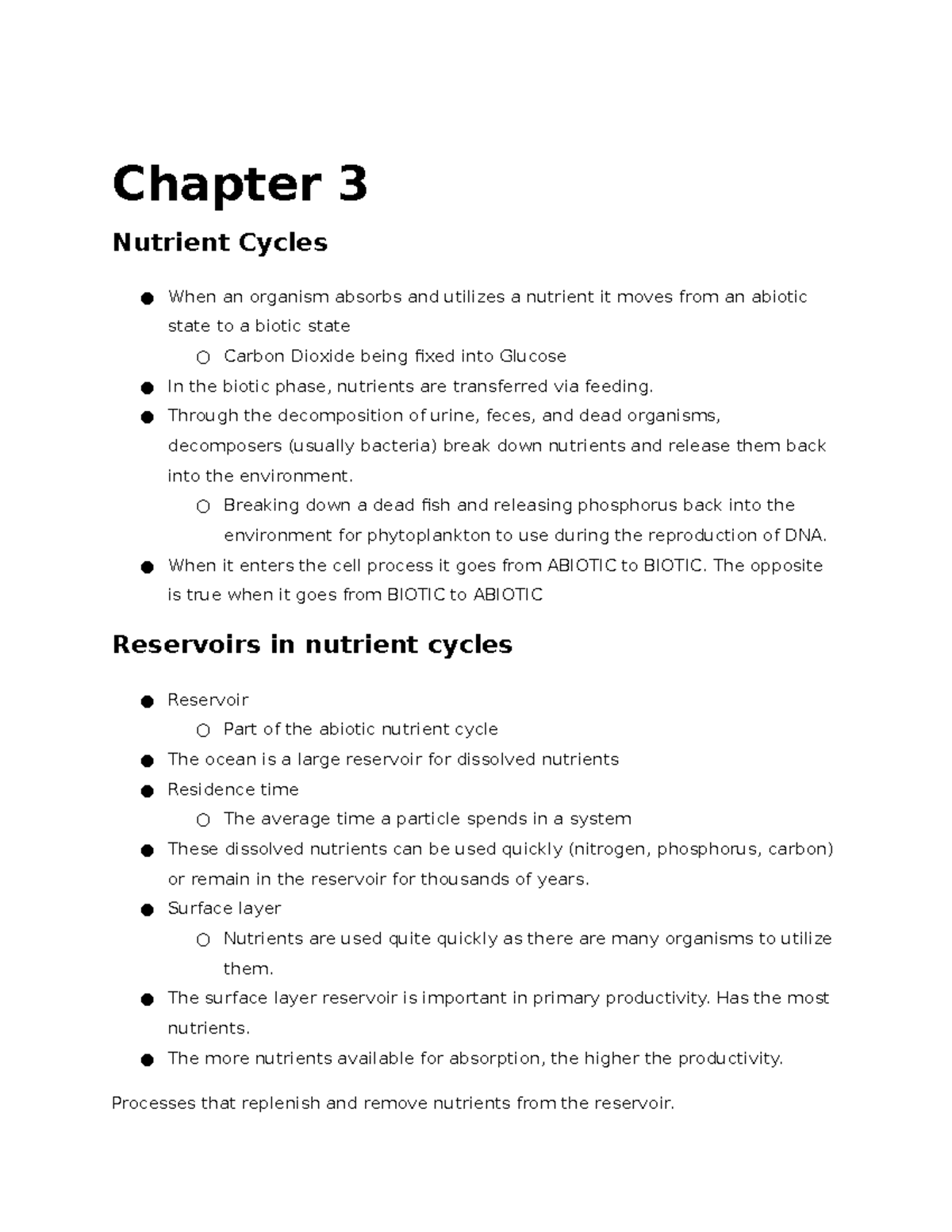 Nutrient Cycles Marine Biology Notes - Chapter 3 Nutrient Cycles When ...