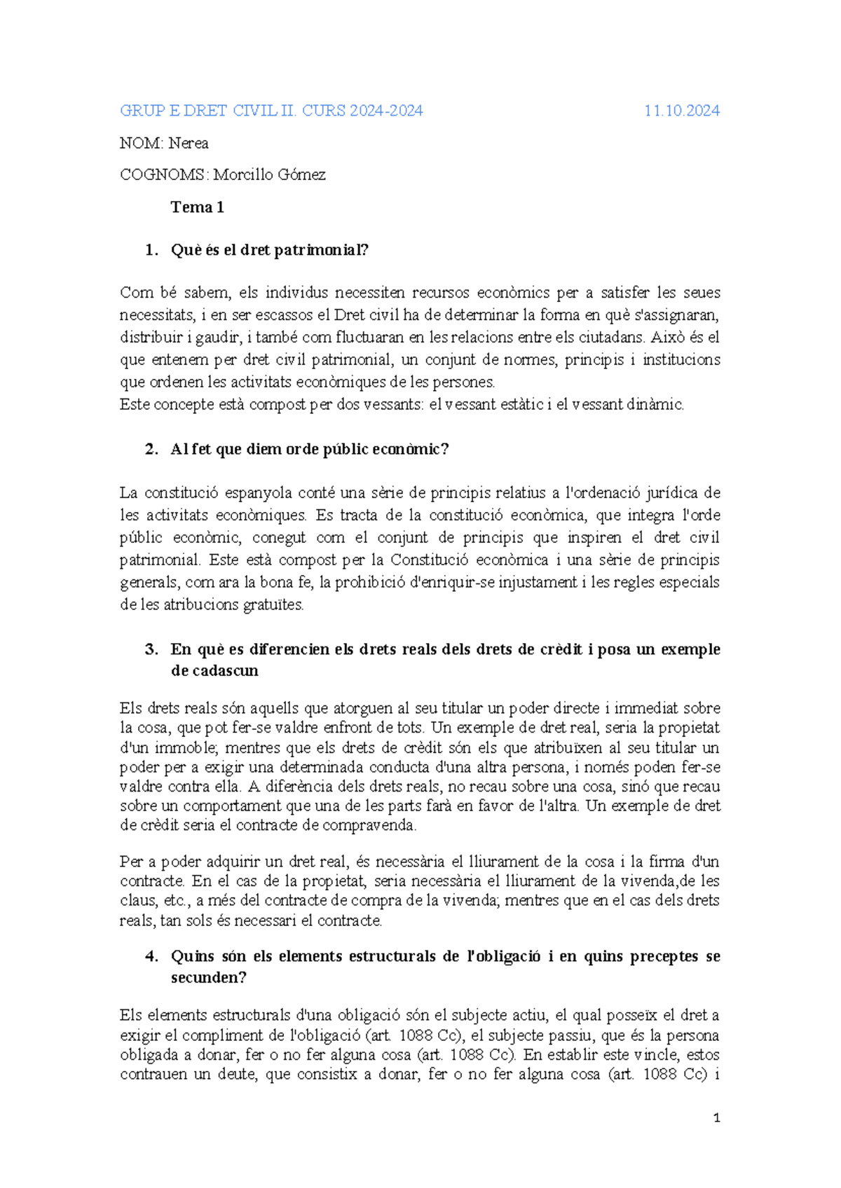 Dret Civil II: Pràctica 1 - Temes i Conceptes Clau - Studocu