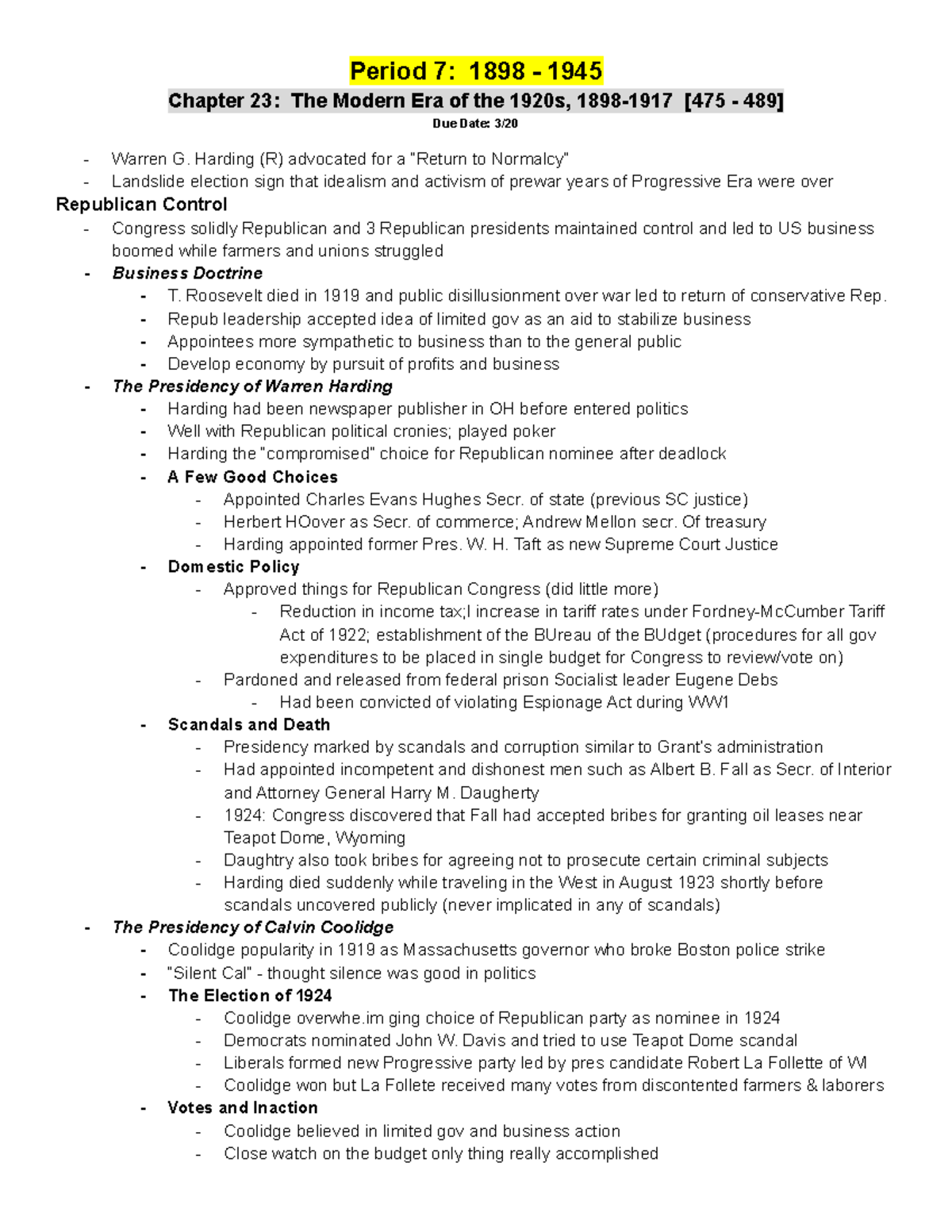 C. Period 7 1898 - 1945 Amsco Note Taking Guide (Ch. 23) - Period 7: ...