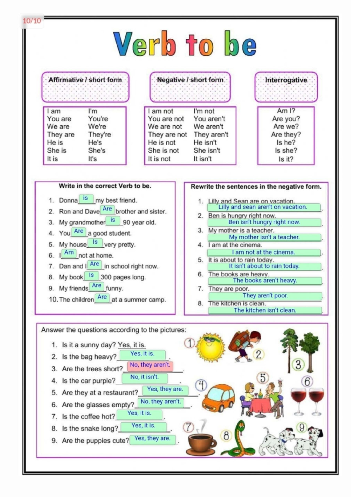 Inglés 101 - Verb to Be: Affirmative, Negative, and Interrogative Forms ...