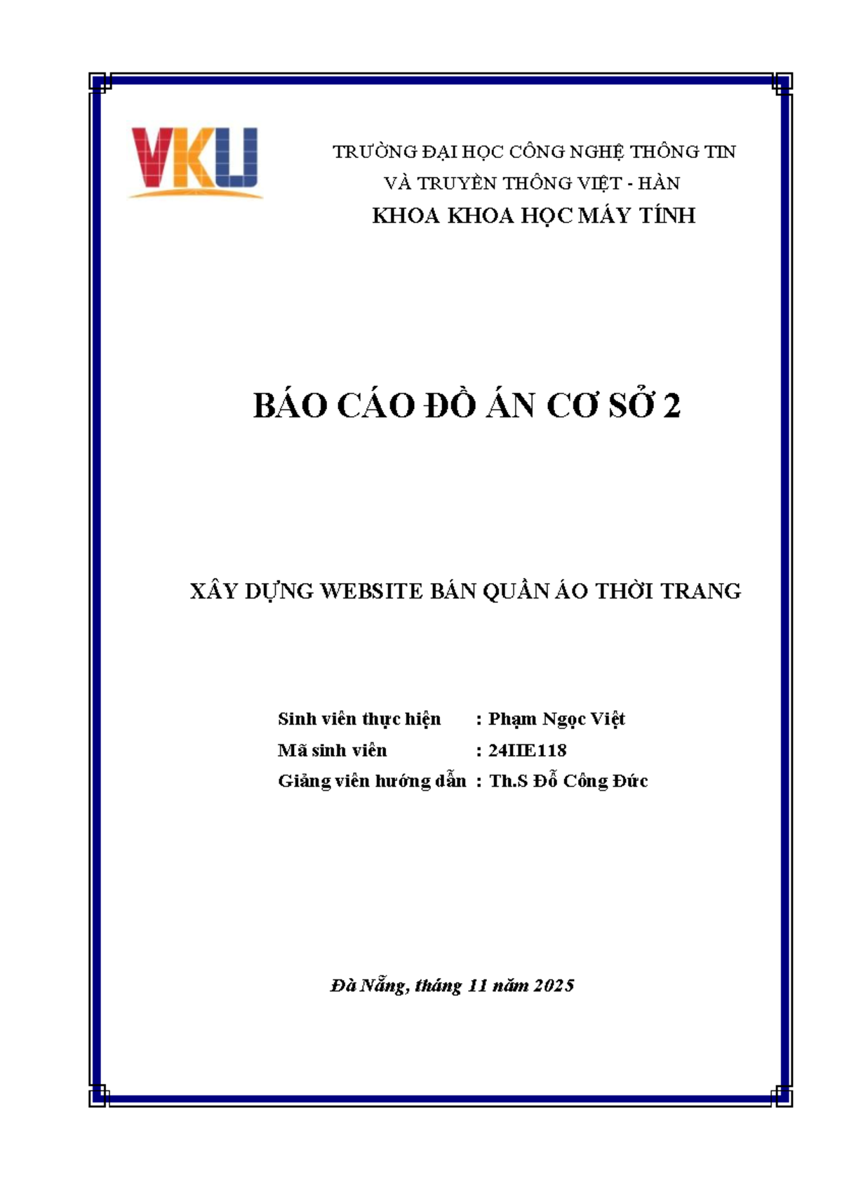 Báo cáo Đồ án Cơ sở 2: Xây dựng Website Bán Quần Áo Thời Trang - Studocu