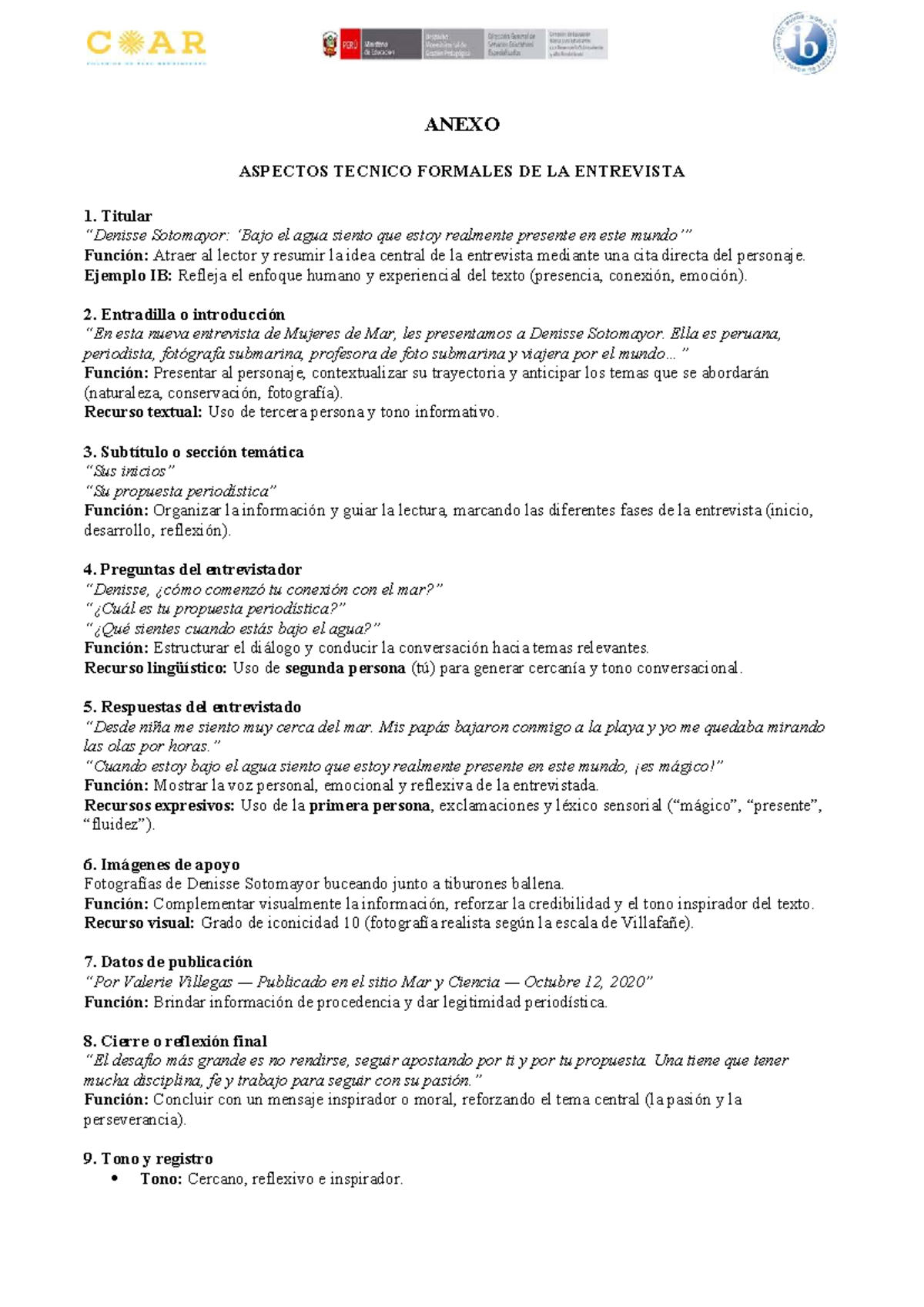 Anexo: Análisis de Aspectos Técnicos y Recursos de la Entrevista IB ...