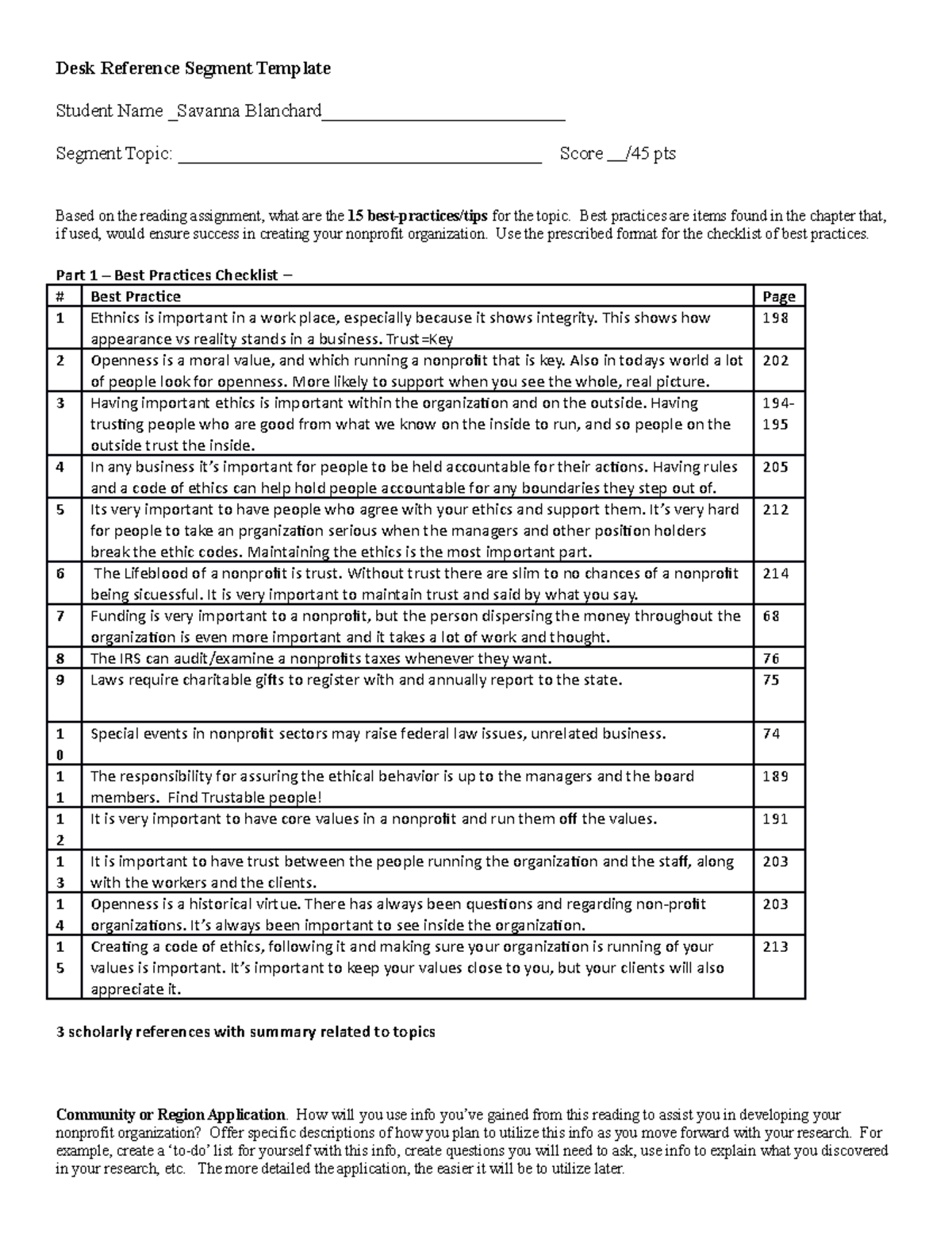 Desk referecne 2- nonprofit - Desk Reference Segment Template Student ...