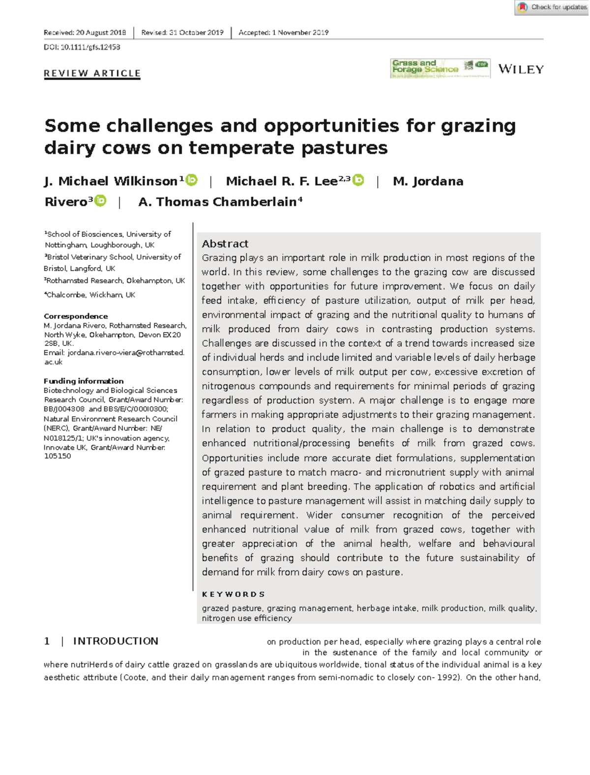 Challenges and Opportunities in Grazing Dairy Cows on Temperate ...