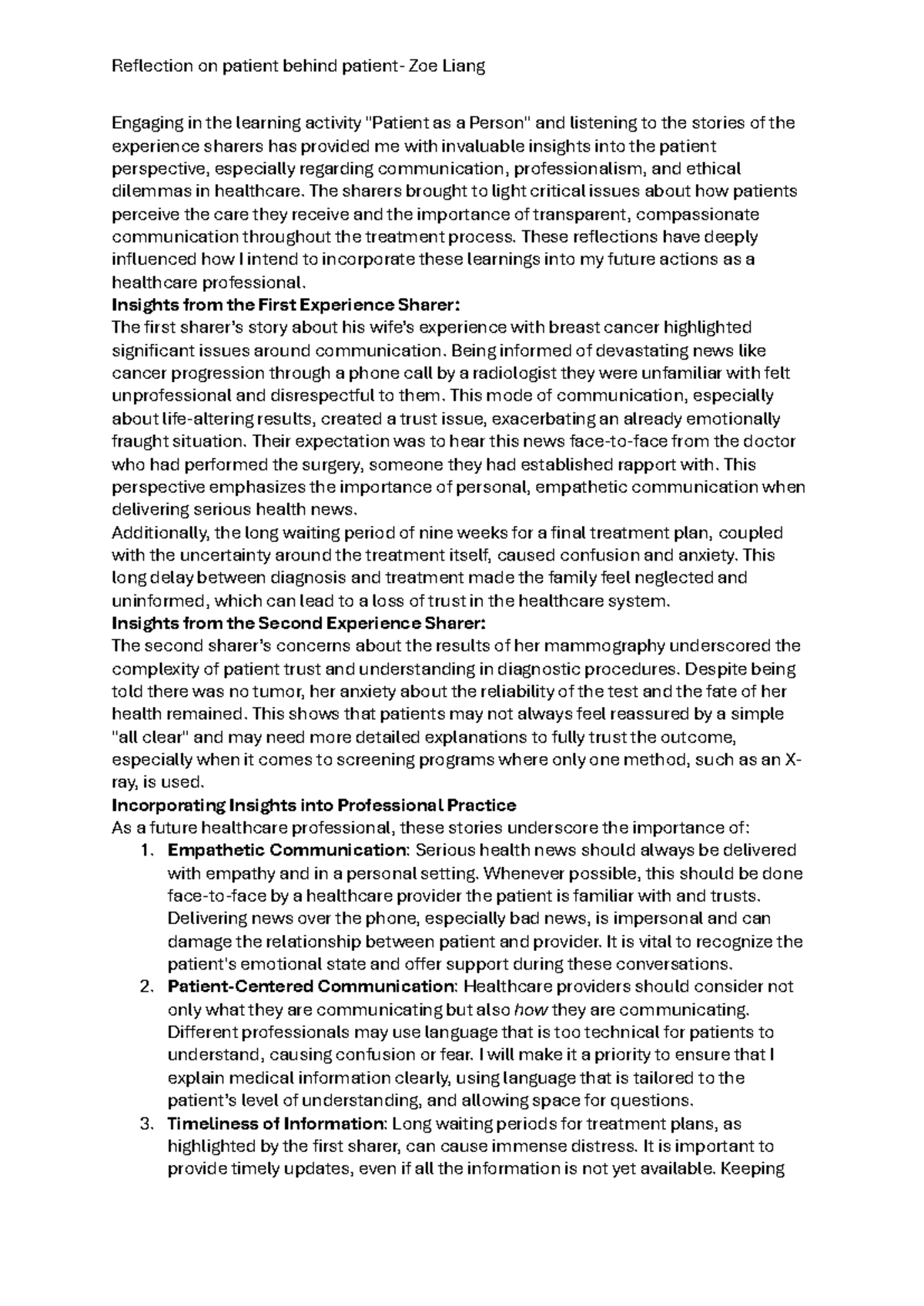 Reflection on Patient Perspectives in Healthcare: Insights & Learnings ...