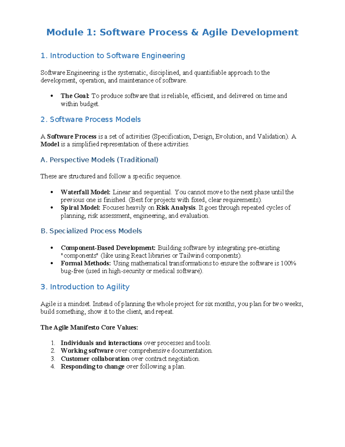 Module 1: Agile Software Engineering Overview and Key Concepts - Studocu