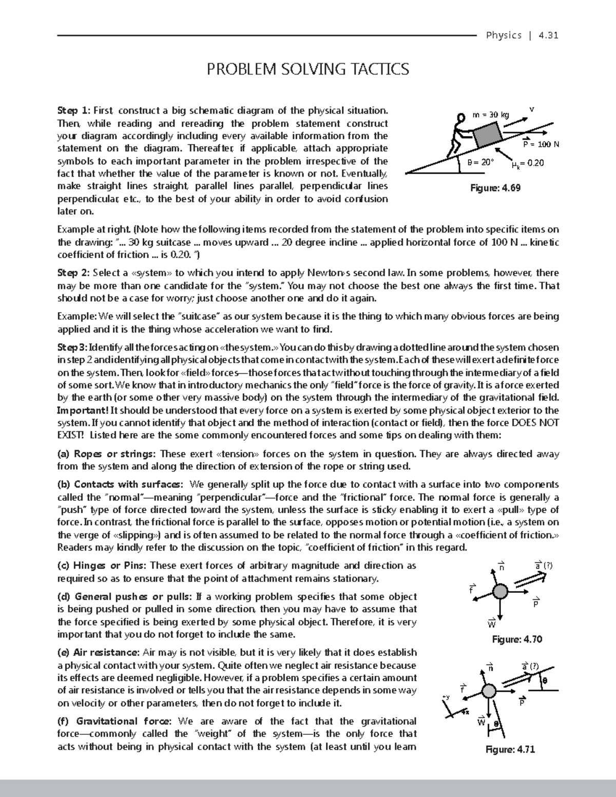 Physics 4.31 problem-solving tactics and force analysis notes - Studocu