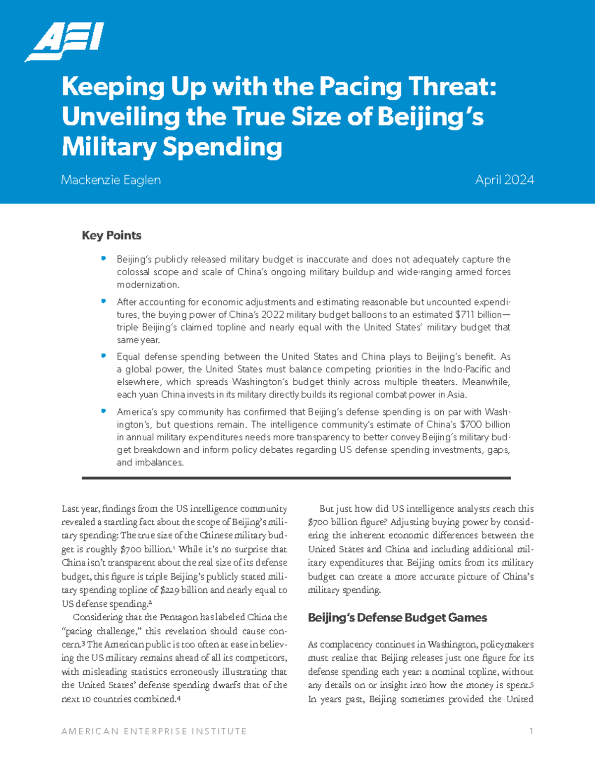 Keeping Up with the Pacing Threat: Analyzing Beijing's Military ...