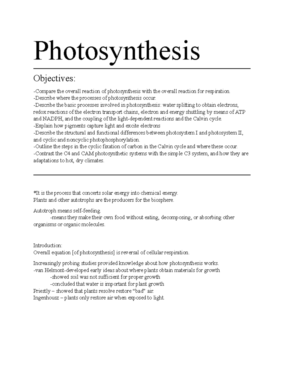 Photosynthesis Overview and Mechanisms - Studocu