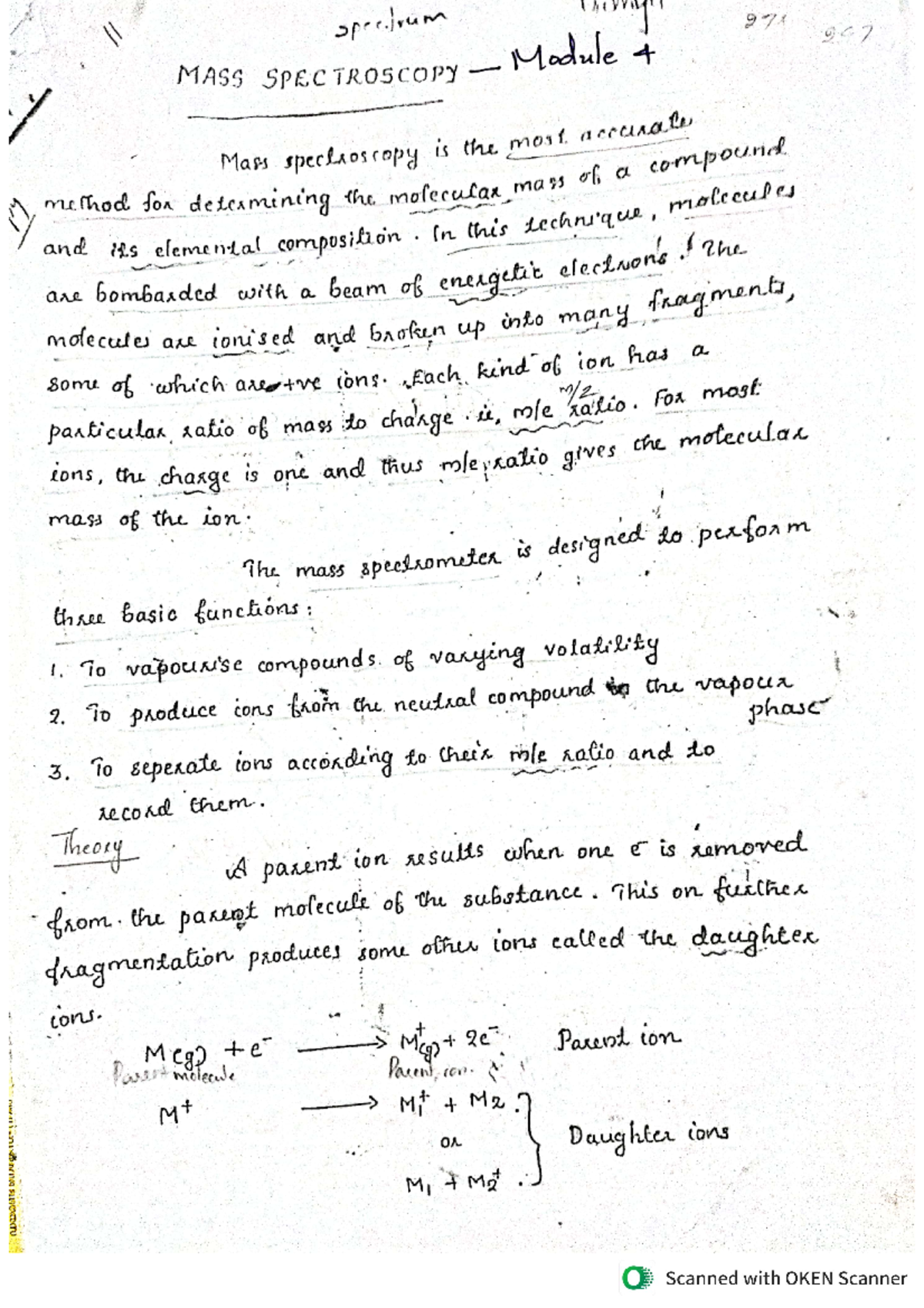 MASS Spectroscopy (Module 4) - Comprehensive Study Notes - Studocu