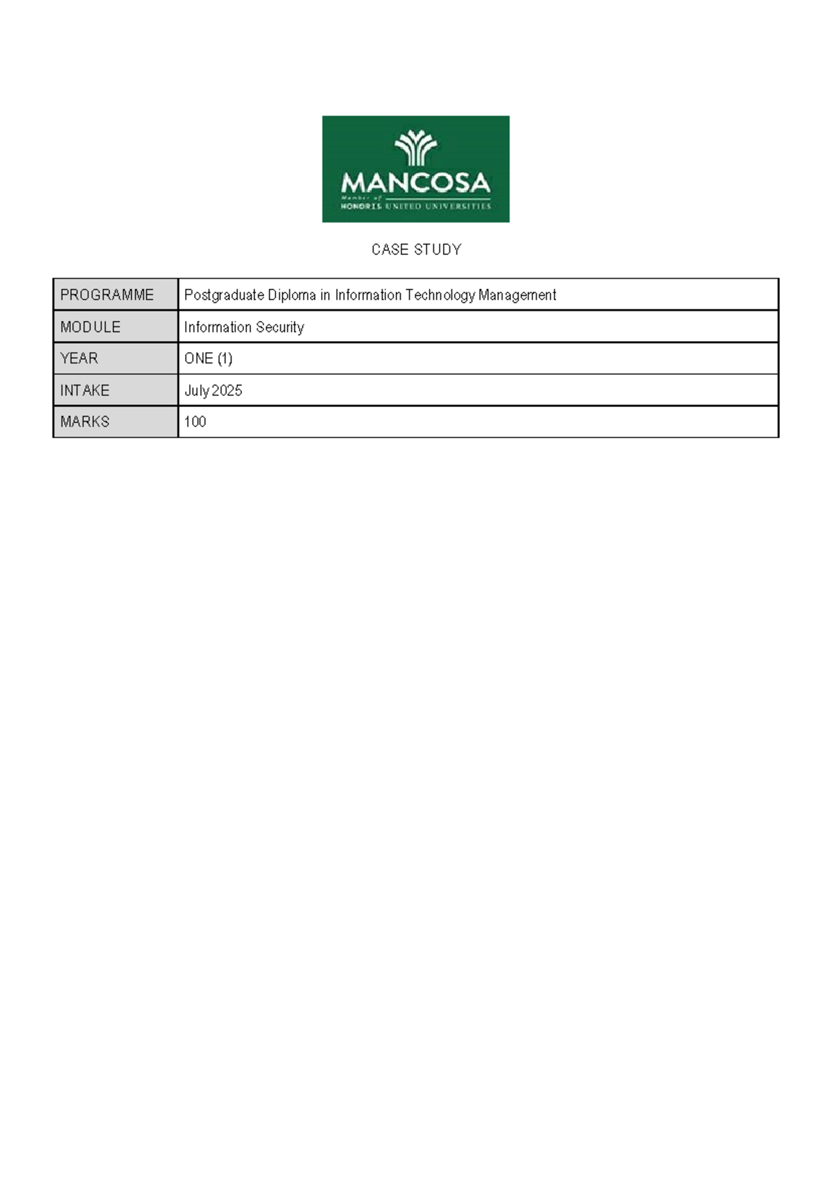 CASE STUDY: Info Security - PgDip ITM Year 1 (July 2025) - Studocu