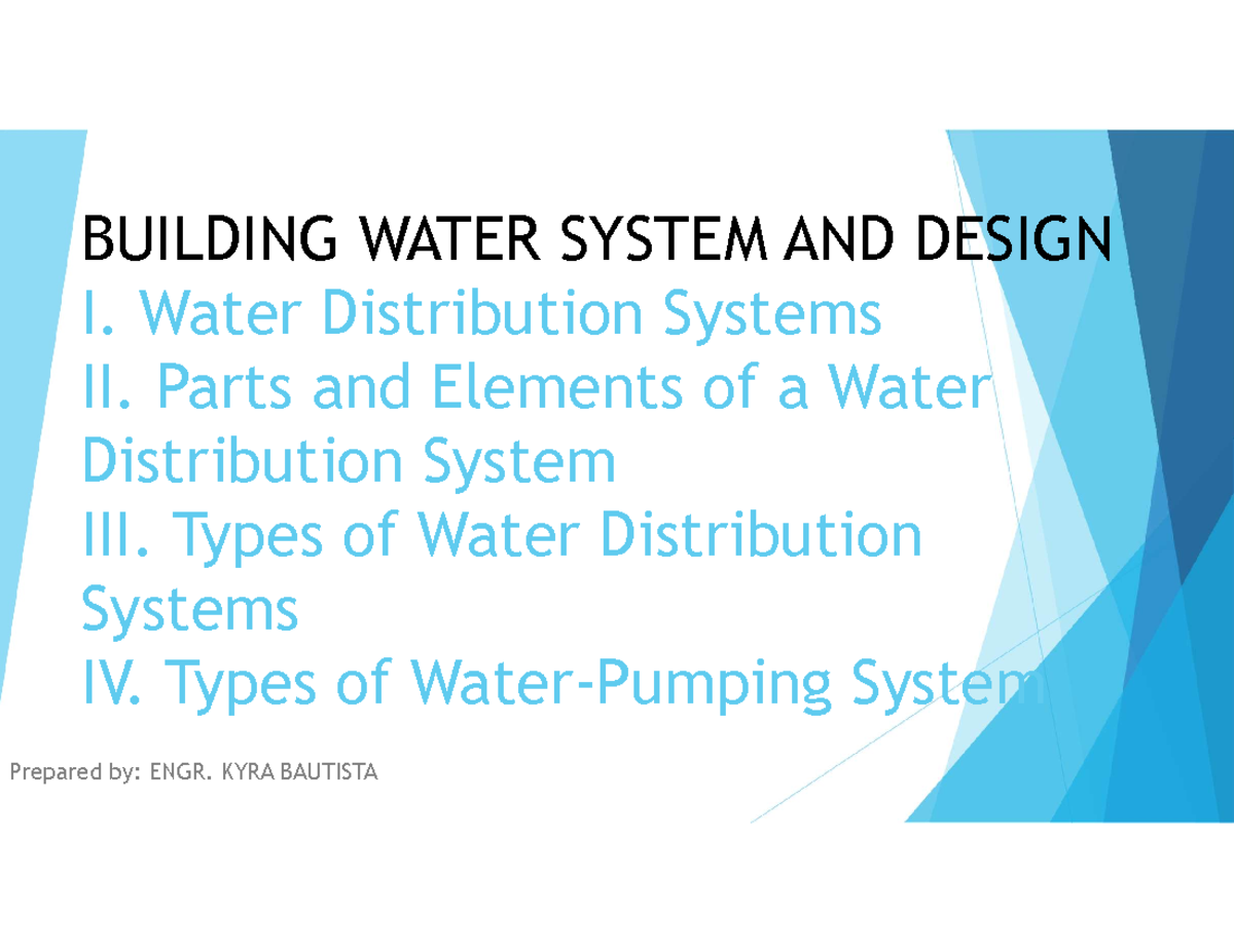 ENGR 101: Building Water System Design Overview and Components - Studocu