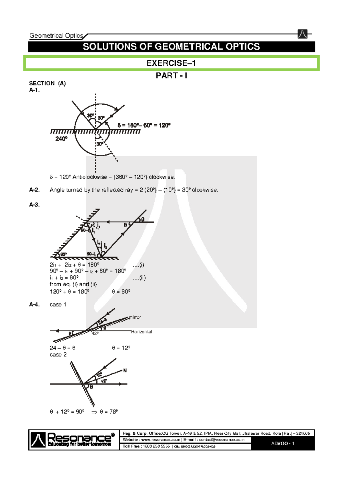 Geometrical Optics Solutions: Exercise 1 Analysis and Applications ...