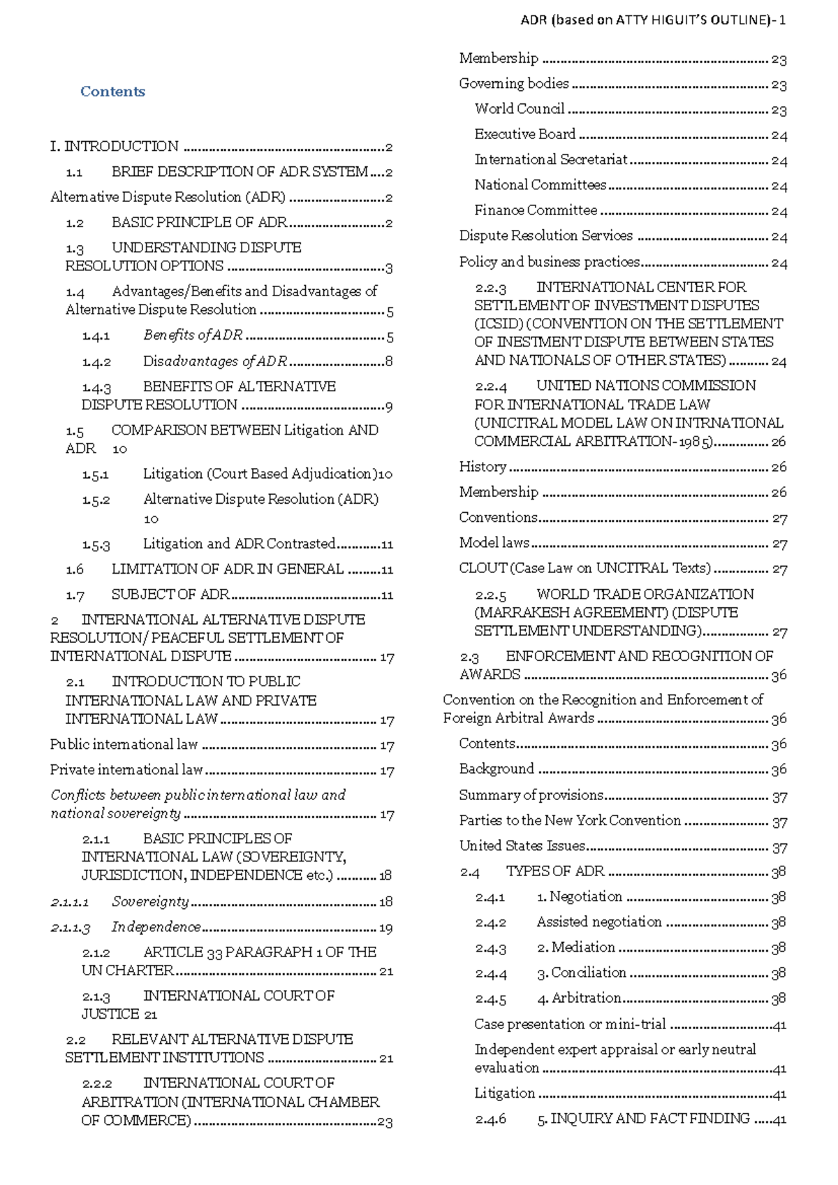 ADR Overview and Analysis: Insights from ATTY 1 - Studocu