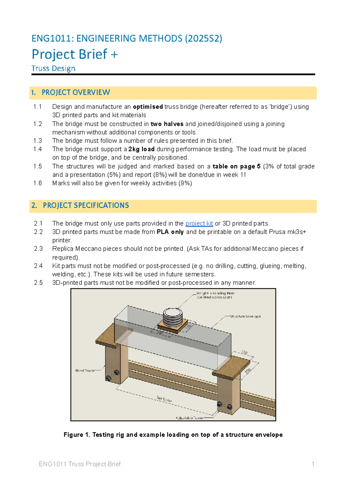 ENG1011: Truss Design Project Brief (2025S2) - Guidelines & Requirements - Studocu