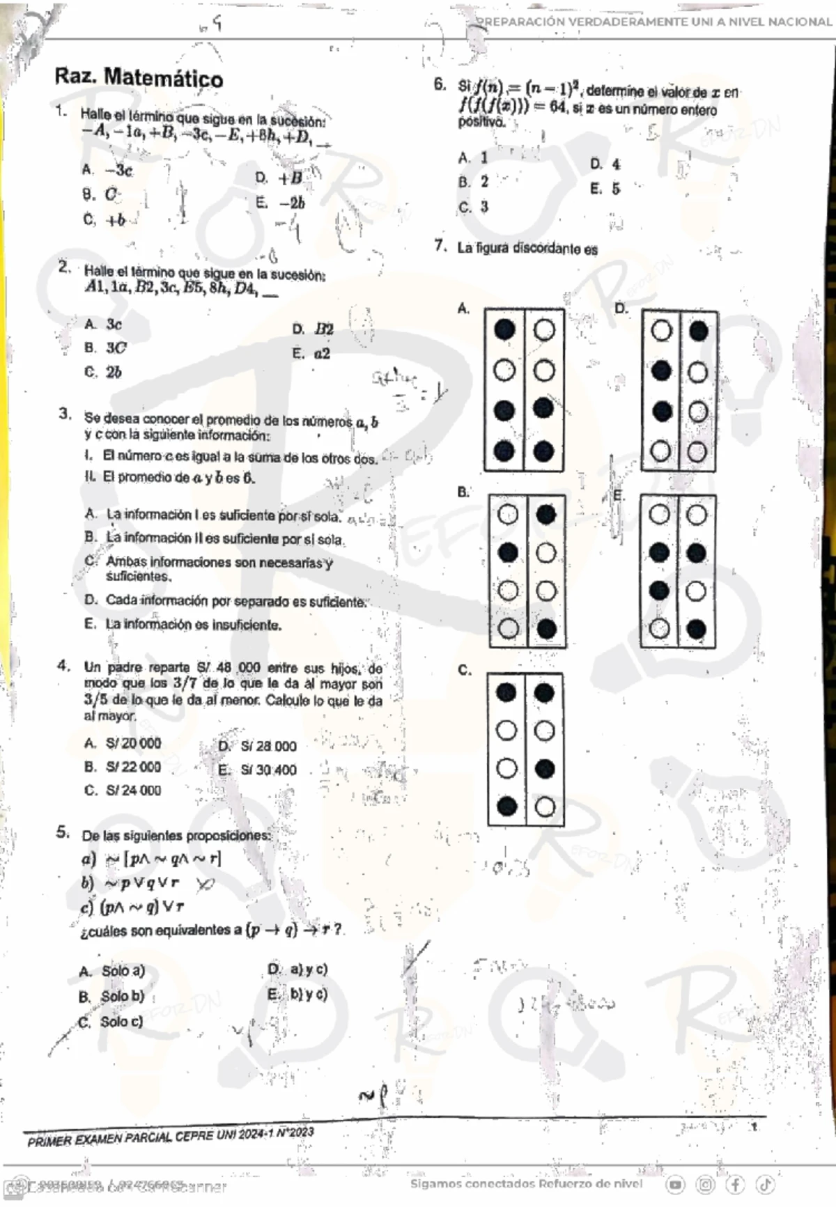 Examen IEN UNI 2024-1 (SIN Claves) - Guia de Estudio Completa - Studocu