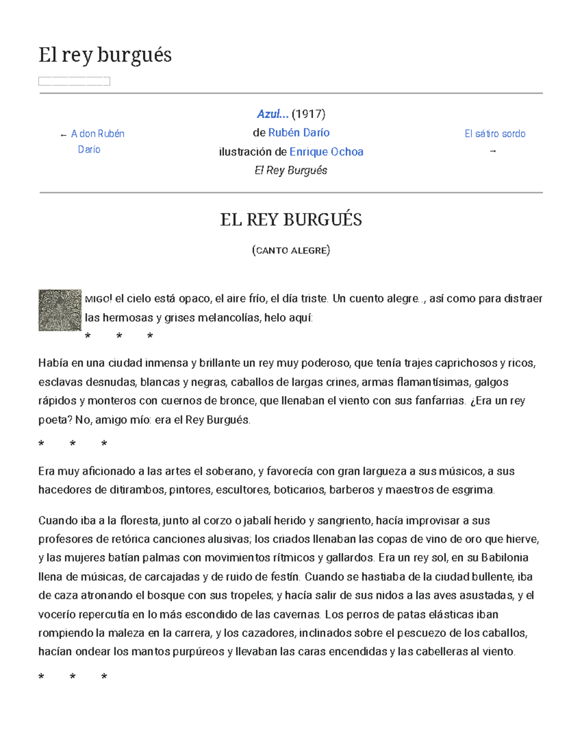 El rey burgués: Un Cuento de Rubén Darío para Reflexionar - Studocu