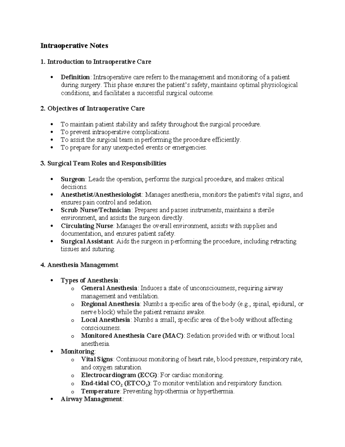 Intraoperative Care Overview & Best Practices for Surgical Teams - Studocu